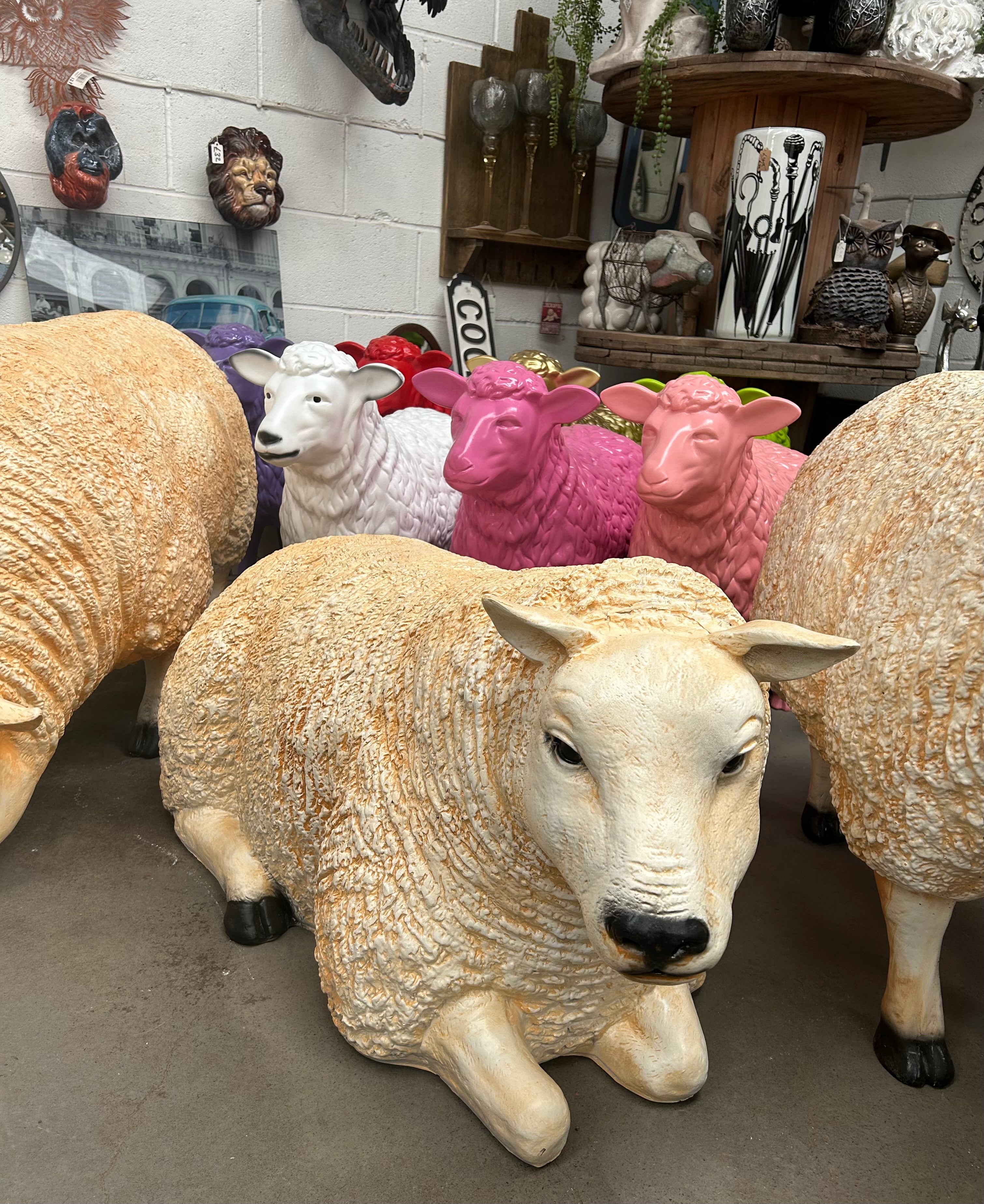 Large Lying Sheep Sculpture – Realistic Resin Indoor & Outdoor Decor ...